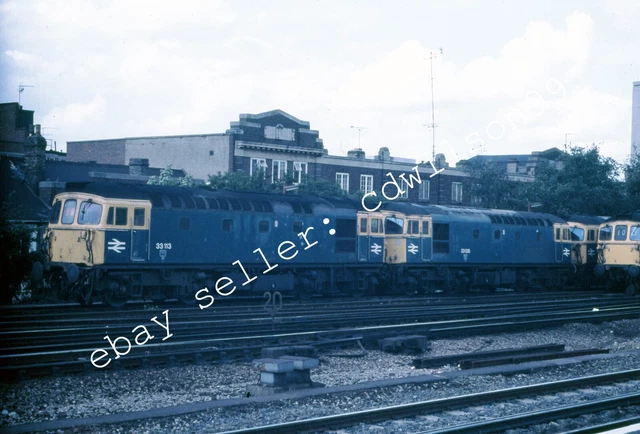 35MM BRITISH RAILWAY Slide - BR Class 33s No. 33113 & 33026 at Woking ...