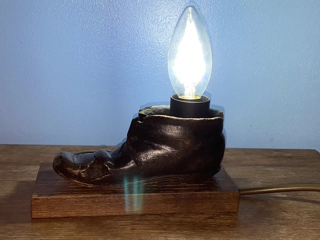 TABLE LAMP UNIQUE Bespoke, Wooden Hub, Boot, Lamp Upcycled Ready to Use ...