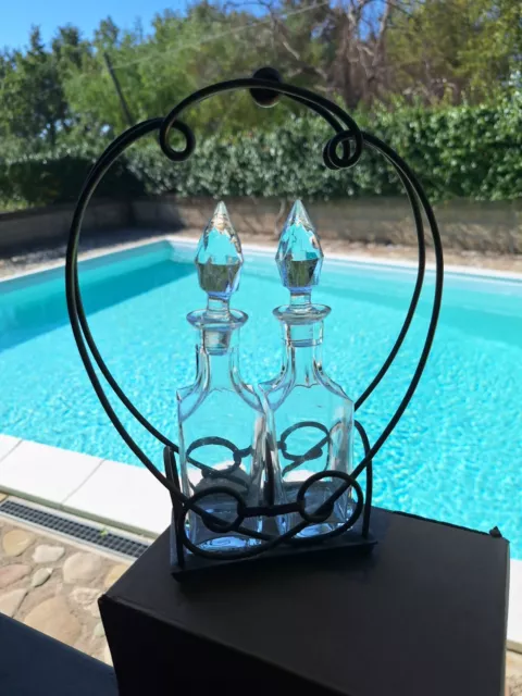 SET OLIO ACETO Art Deco Antico Vetro Set Olio Aceto Con Montatura ...