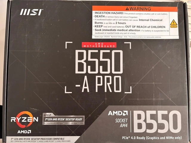 MSI AMD B550-A PRO Socket AM4 DDR4 ATX PCIe 4.0 (x16) Motherboard £89. ...