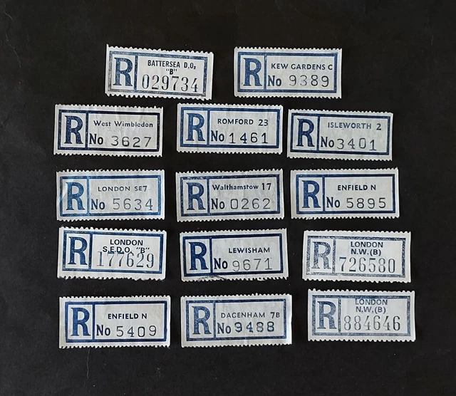 LONDON REGISTRATION LABELS. Post Office Remittances. 14 Labels £9.99 ...