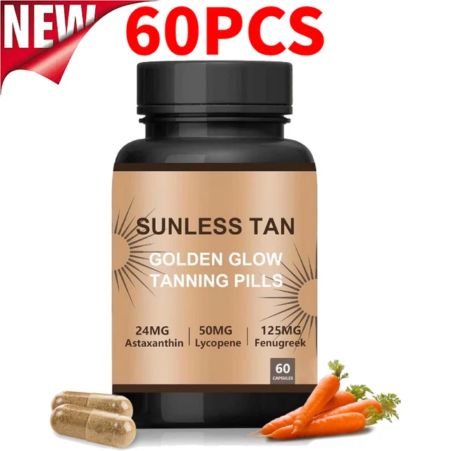 TANNING VITAMIN CAPSULES-SUNLESS Tan-Golden Glow Tanning Pills - 60PCS ...