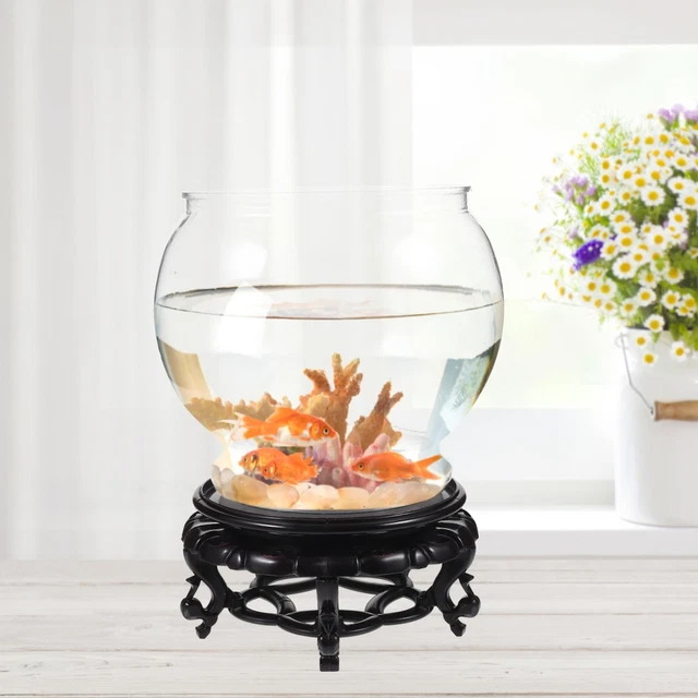 PLASTIC FISH TANK Aquarium Fish Bowl Clear Fish Container with Base For ...