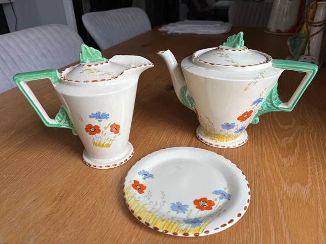 VINTAGE ART DECO Burleigh Ware Teapots and plate set Zenith Shape £21.52 - PicClick UK