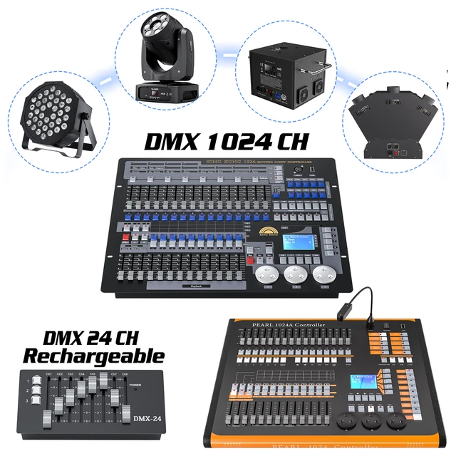 DMX CONTROLLER 24/1024 Channel Stage Lighting Console for Party DJ ...