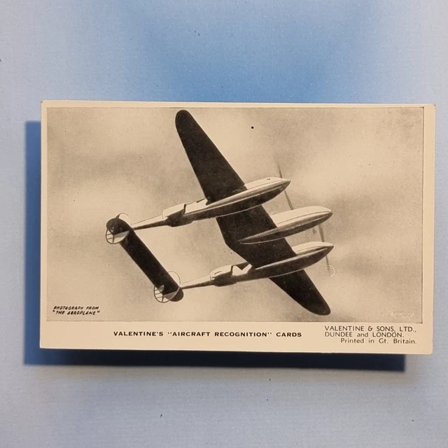 WW2 AIRCRAFT RECOGNITION Postcard C1940 Lockheed Lightning I Fighter ...