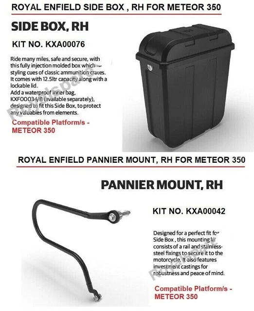 ROYAL ENFIELD &SIDE BOX, RH & PANNIER MOUNT KIT, RH" For METEOR 350 £ ...