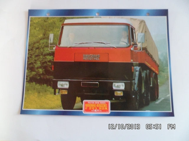 CARTE FICHE CAMION Tracteur Cabine Avancee Hanomag Henschel F 221 S2A ...