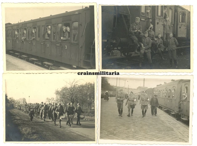 4X ORIG. FOTO Soldaten IEB.37 mit Zug Bahnhof Osnabrück Hamburg Berent ...
