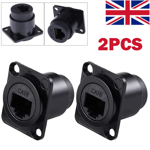 2PCS D-TYPE MODULE RJ45 Socket Cable Female Connector Cat6 Panel Mount ...
