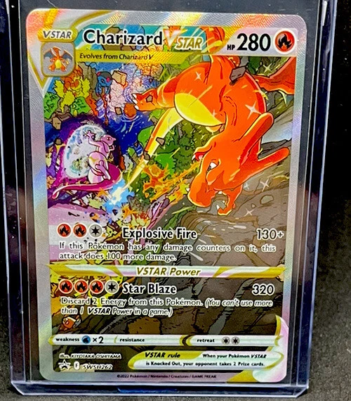 CHARIZARD VS MEWTWO HOLO Vstar ALT ART Black Star Promo Pokemon Card ...