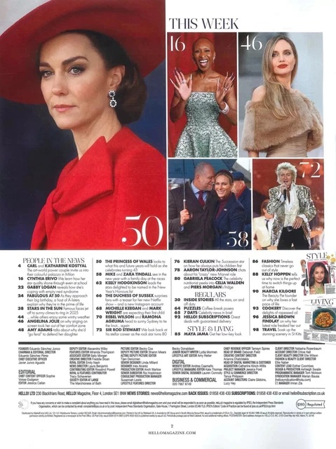 HELLO! REVUE: PRINCESSE Kate, Cynthia Erivo , Canne Stewart, A.Jolie ...