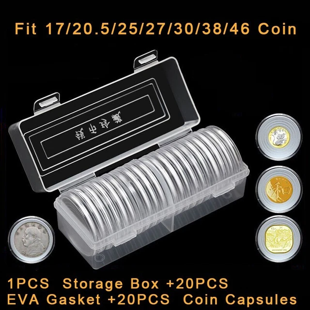 SAFE AND EASY 20x Coin Capsule Storage Box for Different Sizes of Coins ...