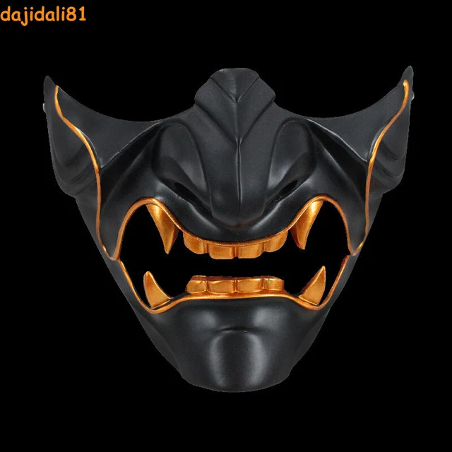 JAPANESE HANNYA HALF Face Mask Demon Oni Samurai Prajna Devil Mask ...