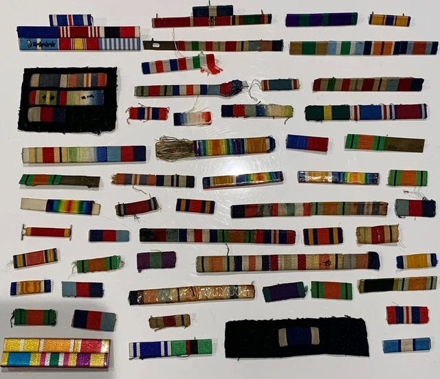 ORIGINAL GROUP OF WW1 / WW2 British Army Full Size Medal Ribbon Bars ...