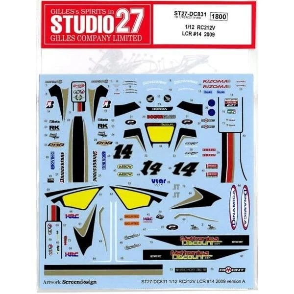 STUDIO27 DECALS FÜR TAMIYA 1/12 HONDA RC212V LCR#14 2009 aus Japan EUR ...