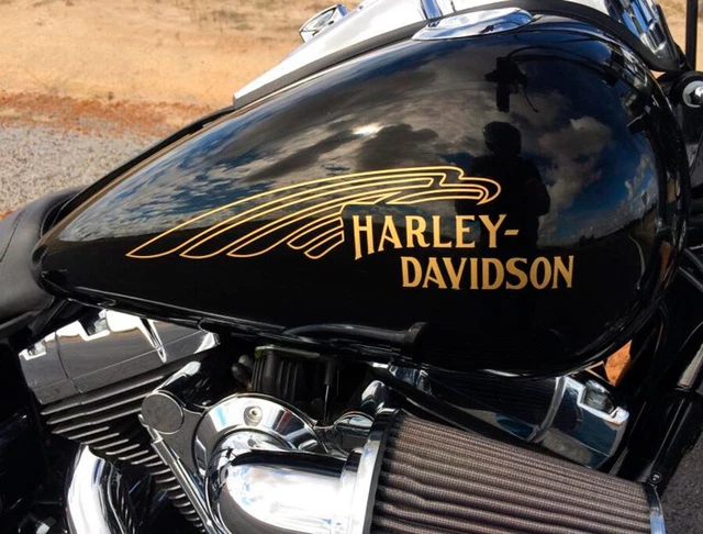 HARLEY DAVIDSON FUEL tank gold lettering decal X2 stickers stickers ステッ ...