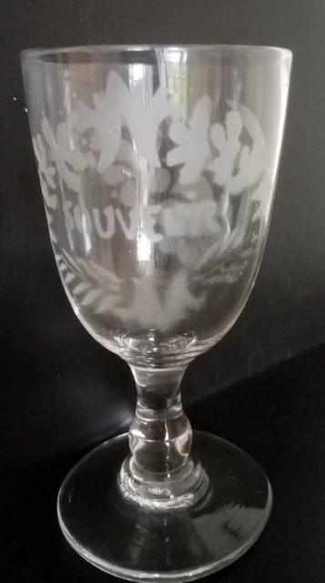 VERRE À PIED gravé ancien Souvenir Antique engraved glass EUR 8,00 - PicClick FR