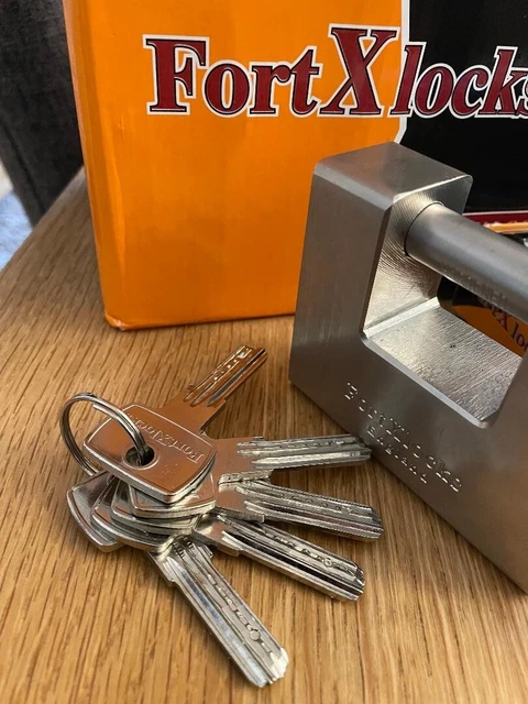 84MM HEAVY DUTY Padlock Armoured Steel Container Shutter Lock 5 Keys ...