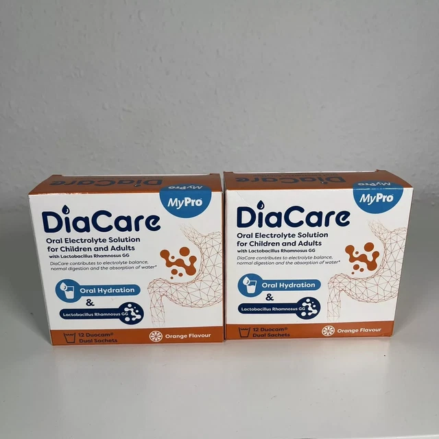 2 X DIACARE Oral Electrolyte Solution For Children & Adults 12 Sachets ...