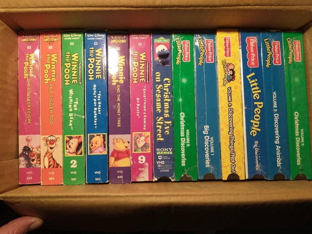LOT OF 13 Kids VHS Movies. Winnie the Pooh, Fisher Price, Sesame Street ...