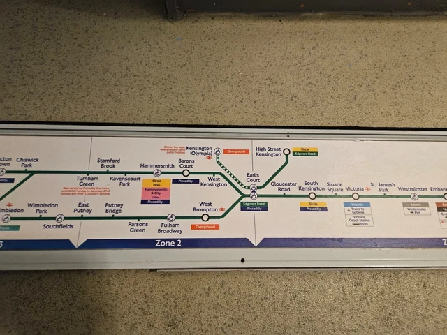 LONDON TRANSPORT LONDON Underground District Line Interior Tube Panel ...