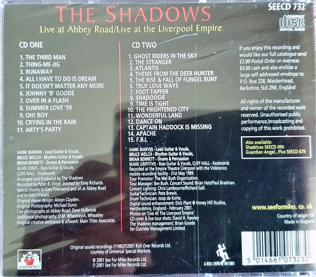THE SHADOWS &LIVE At Abbey Road/Live At The Liverpool" Rare Double ...