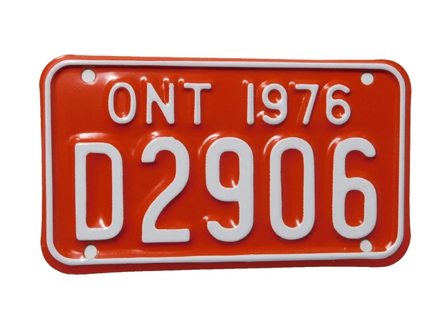 ONTARIO MOPED LICENSE Plate 1976 Mototorcycle Size Vintage Canada D2906 ...