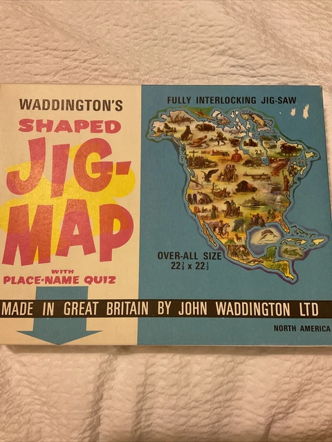 VINTAGE WADDINGTON'S SHAPED JIG-MAP CIRCA 1970's OF NORTH AMERICA £4.00 ...