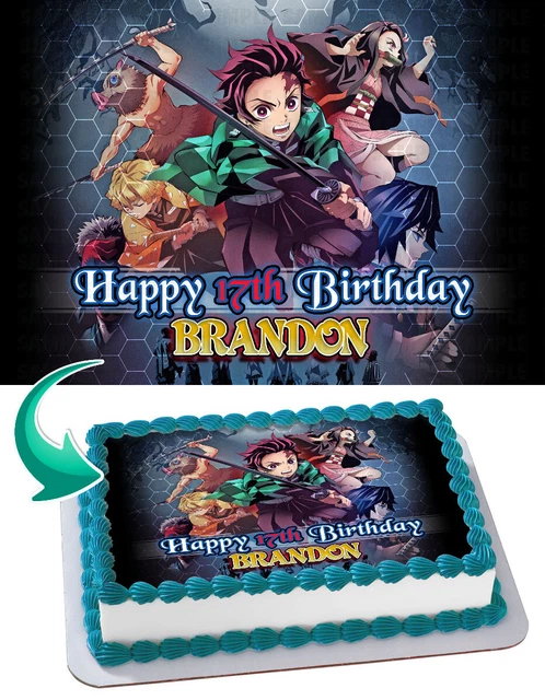 DEMON SLAYER KIMETSU Tanjiro Edible Cake Topper Party Decoration Edible ...