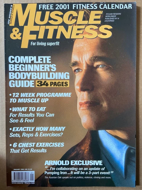 MUSCLE & FITNESS Magazine Jan 2001 Cover Arnold Schwarzenegger 9514 £8. ...
