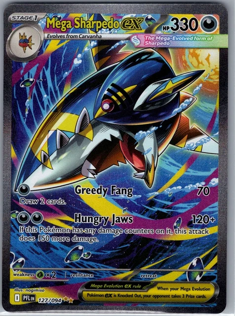 MEGA SHARPEDO EX 127/094 ME02: Phantasmal Flames - Pokemon Card - NM £ ...