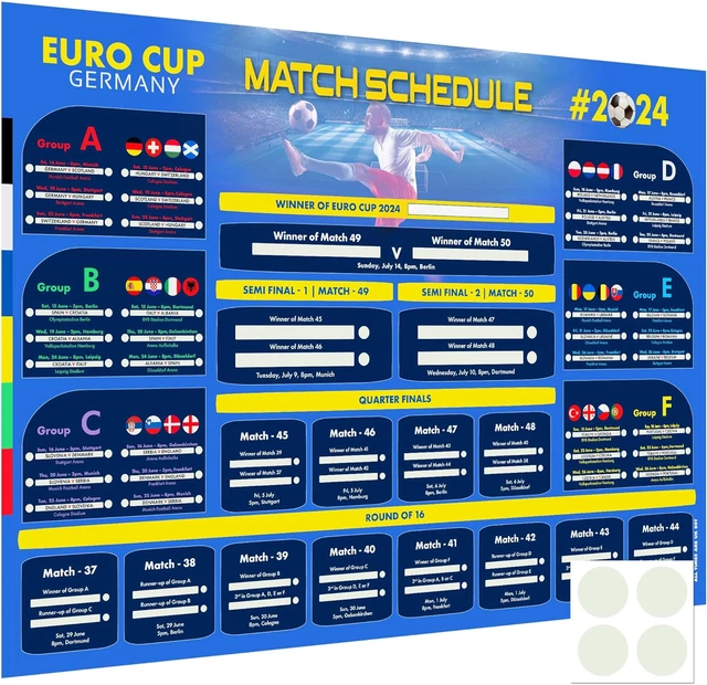 A2 EURO 2024 Wall Chart Football, Premium 2024 Euro Wallchart Planner ...