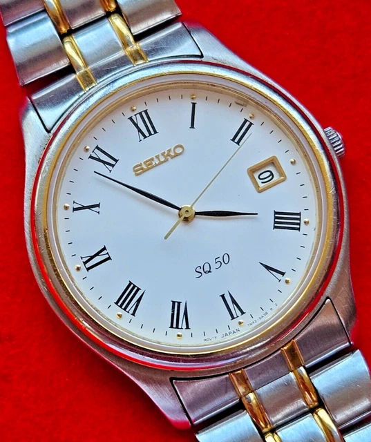 VINTAGE SEIKO ROMAN Numerals SQ 50 Mens Watch - 7N42-8A10 - Fully ...