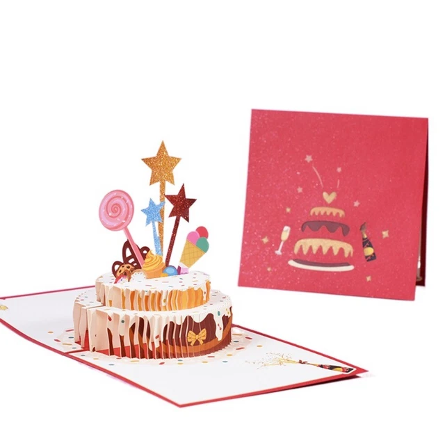 PAPER BIRTHDAY CARD 15*15/15*20 CM 3D Birthday Card 3D Paper Gift Cards ...