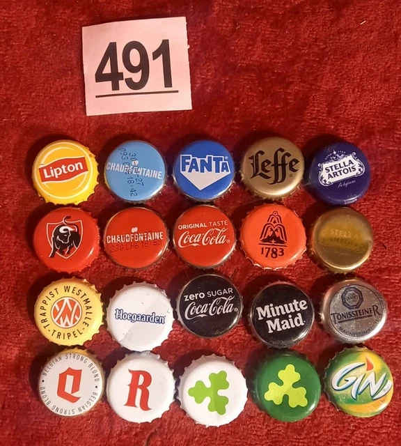 20 JOB LOT Mixed Beer drinks Bottle Tops Crown Caps Belgian pub stella ...