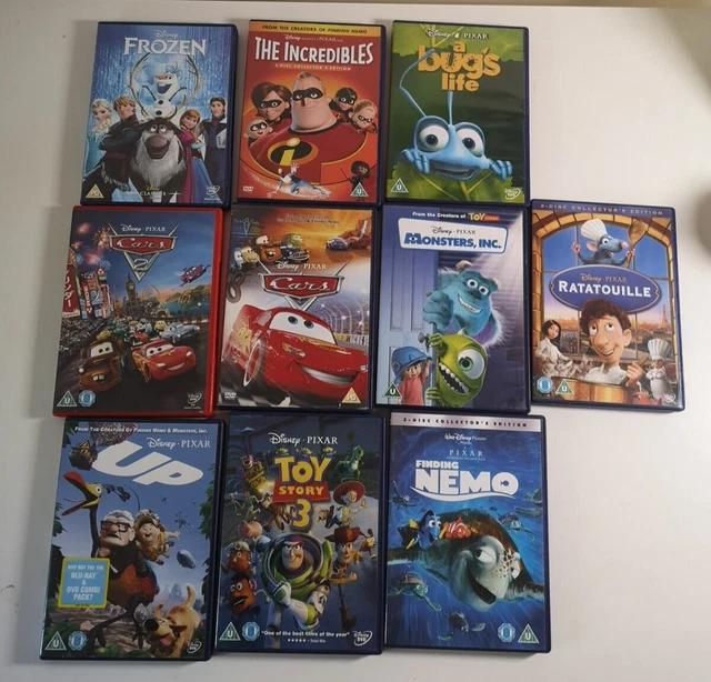 DISNEY PIXAR DVD Bundle of 10 Kids Movies - UP, Frozen, Cars, Toy Story ...