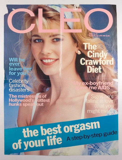 CLAUDIA SCHIFFER FOLD-OUT original poster vtg CLEO MAGAZINE Australia ...