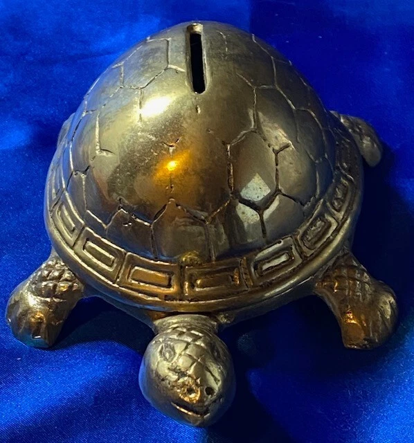 VINTAGE BRASS TURTLE/TORTOISE Coin Bank (6.5" L x 4" W) $50.00 ...