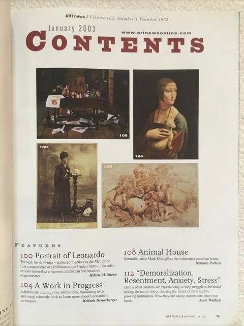 ART NEWS MAGAZINE January 2003 Leonardo da Vinci Head Of The Virgin ...