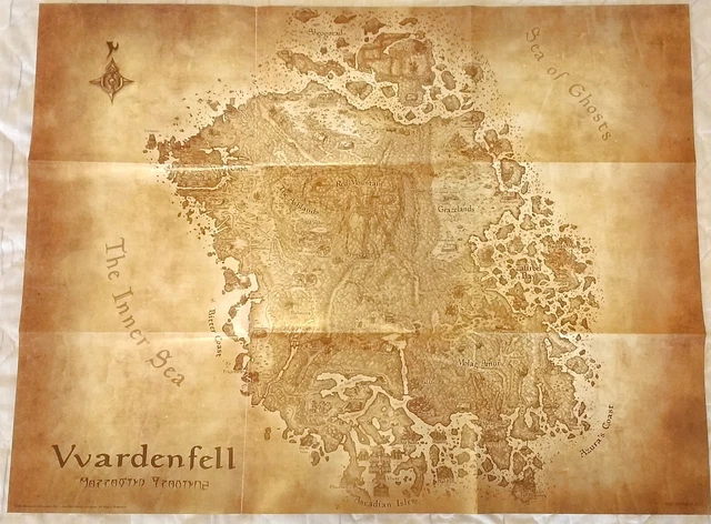 PAPER MAP ONLY For The Elder Scrolls III Morrowind Vvardenfell Original ...