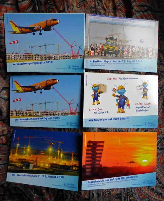 BERLINER FLUGHAFEN_HIER STARTET Berlin_Mäppchen mit 5 Postkarten_Aufkleber ;-)) EUR 10,00 ...