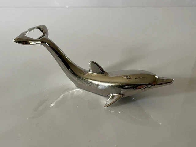VINTAGE LARGE DOLPHIN SHAPED BOTTLE OPENER 6.5 "silver Plated $14.99 ...