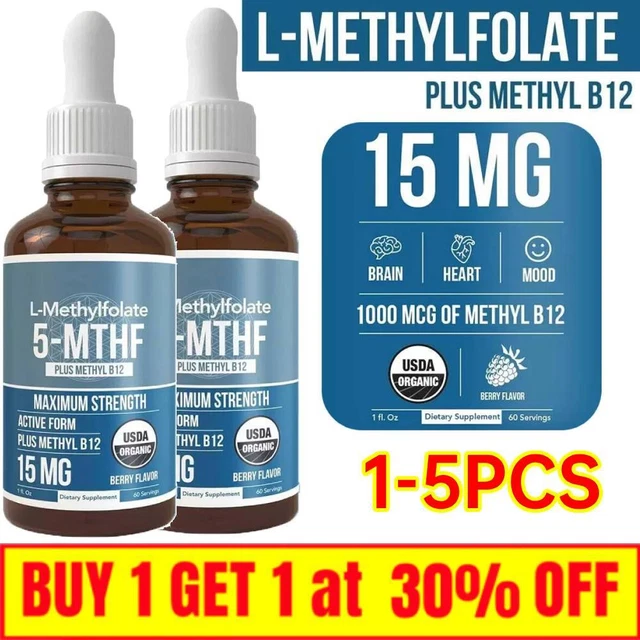 L-METHYL FOLATE 5-MTHF Drops 1000 Mcg - Liquid Vitamins Folate ...