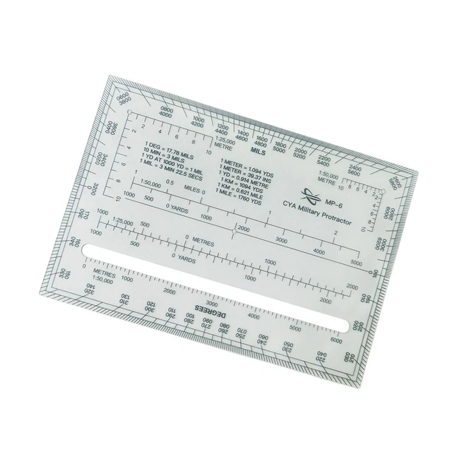 SQUARE PROTRACTOR RULER Mils/Meters/Yards Map Protractor Map Reading ...