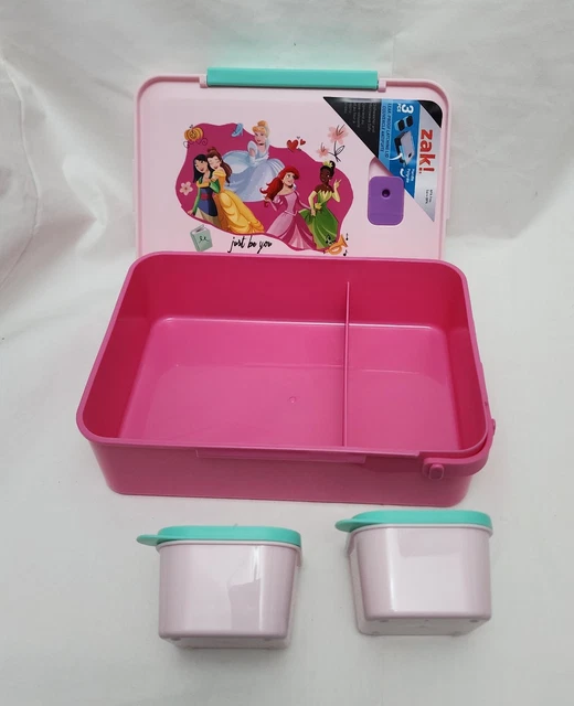 DISNEY PRINCESS PINK Kids Printed 3 Piece Divided Bento Lunch Box New ...