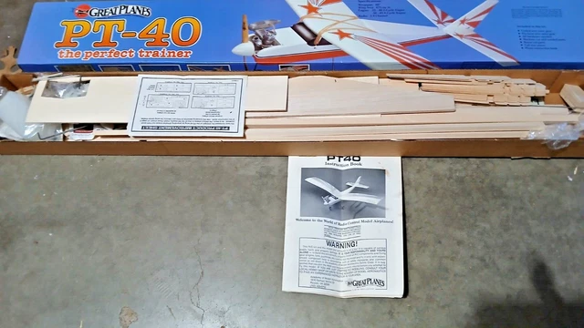 VINTAGE RC BALSA Airplane Kit Great Planes PT-40 MKII Trainer New Open ...