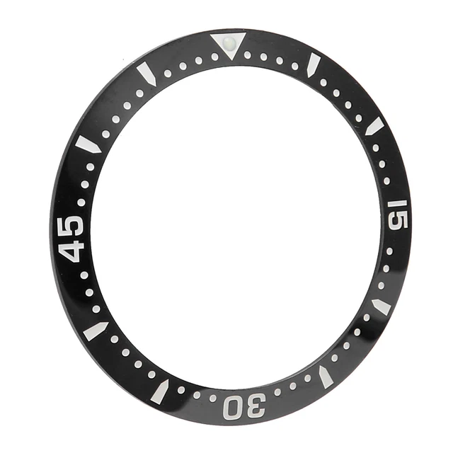 (BLACK BASE WHITE Digit Dot)Ceramic Watch Bezel Ring 38.6mm Watch Bezel ...