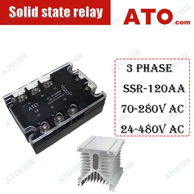 ATO SOLID STATE Relay Module SSR-120AA 70-280VAC Input 24-480V AC ...