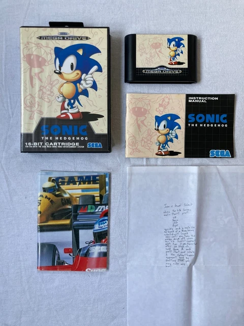 SEGA MEGA DRIVE Game-Sonic the Hedgehog-All original-Box-Manual-Poster ...